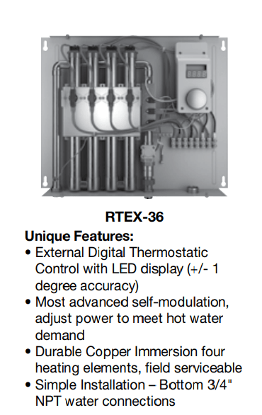 RHEEM RTEX-36 36kw 240v Tankless, Instant Electric Water Heater ...