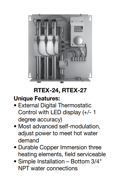 RHEEM RTEX-24 24kw 240v Tankless, Instant Electric Water Heater ...